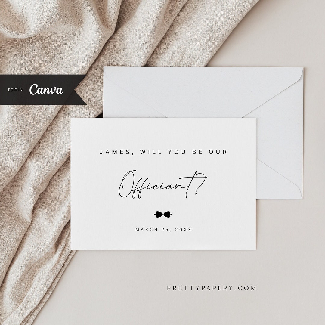Script Officiant Proposal Card Template, Will You Be Our Officiant Card ...