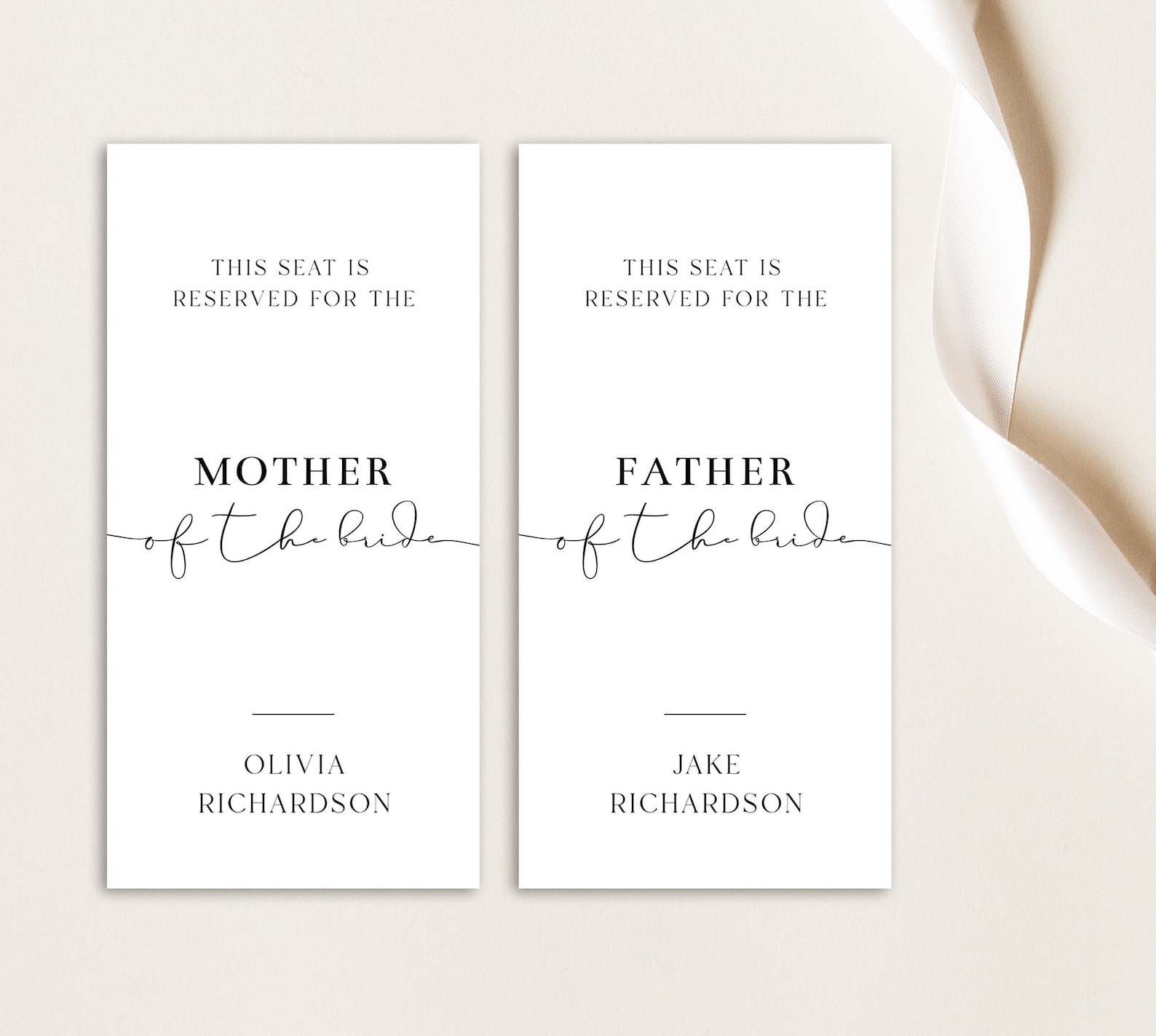 Modern Reserved Sign Template Minimalist Wedding Seating Tag - Etsy