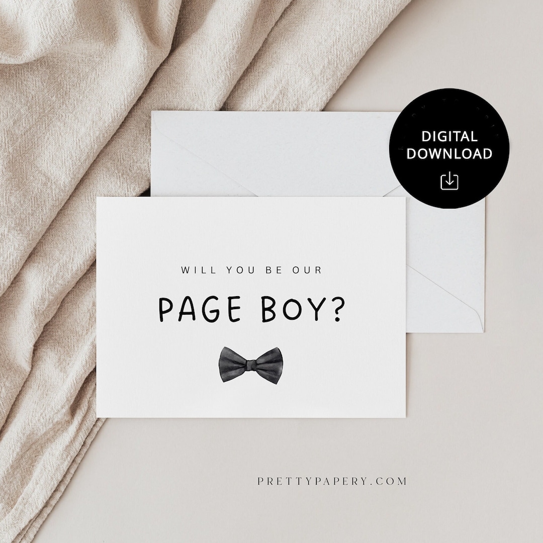 Playful Digital Download Page Boy Proposal Card, Will You Be Our Page ...