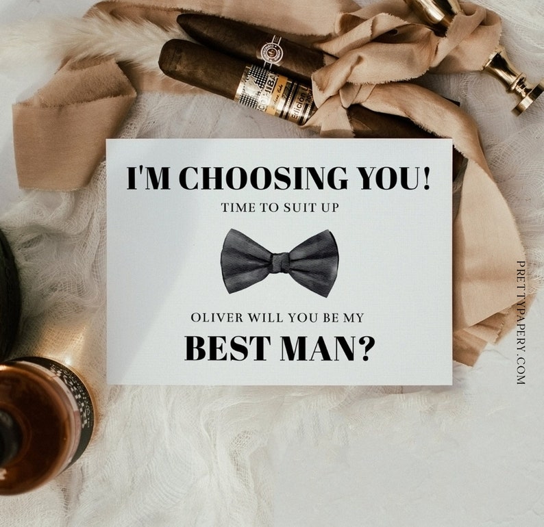 Bow Tie Best Man Proposal Card Template Groomsmen Proposal - Etsy