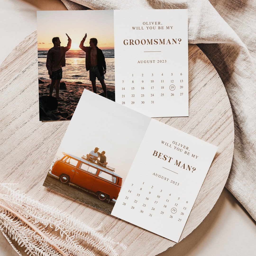 Retro Groomsmen Proposal, Calendar Card Template, Best Man Proposal ...