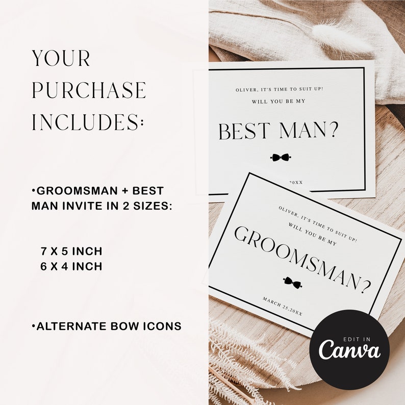 Groomsmen Proposal Card Template, Modern Man Card (canva Editable ...