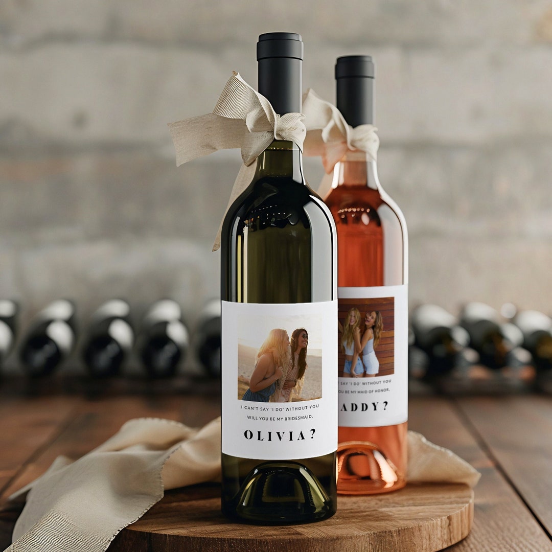 Modern Bridesmaid Wine Label Template, Custom Will You Be My Bridesmaid ...