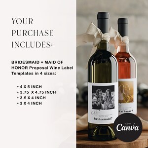 Photo Bridesmaid Wine Label Template, Maid of Honor Label, Custom ...