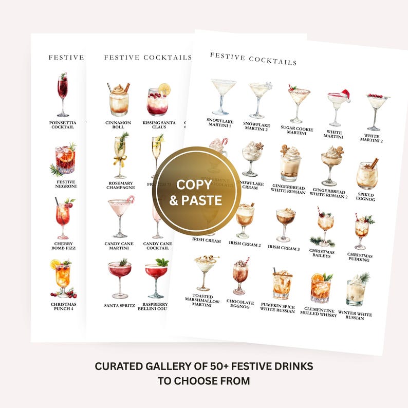 Elegant Christmas Drinks Menu Template – Holiday Cocktail Bar Sign ...
