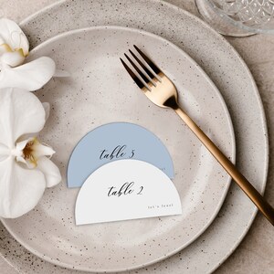 Floral Half Circle Menu Template, French Blue, Canva Printable (INSTANT ...