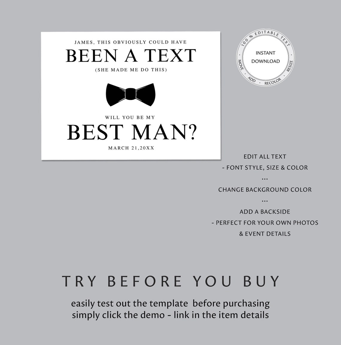 Funny Best Man Proposal Card Template Groomsmen Proposal - Etsy
