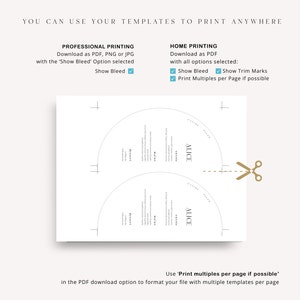 Modern Boho Half Moon Menu Template & Place Card Template Set, Half ...