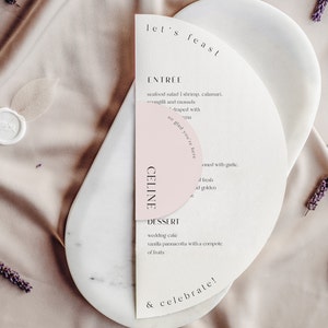 Let's Feast Half Moon Menu Template & Arch Place Card Template Set ...