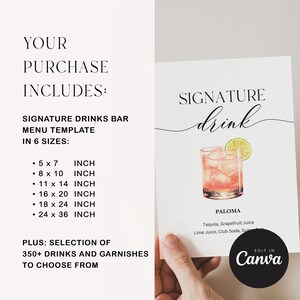 Paloma Signature Drink Sign Template, Editable Cocktail Sign (instant ...