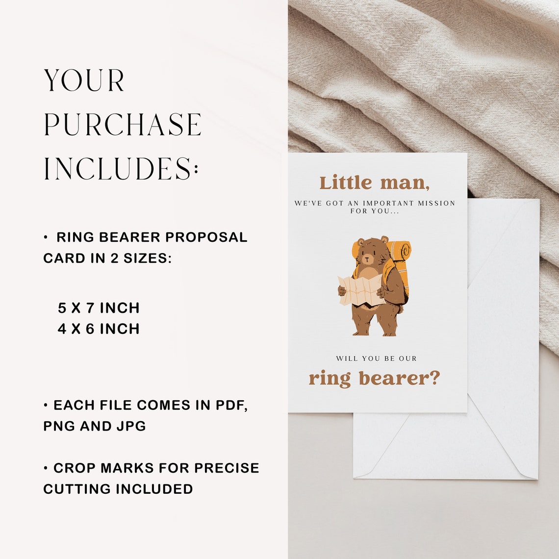 Bear Ring Bearer Proposal Card, Cute Illustration (digital Download) - Etsy