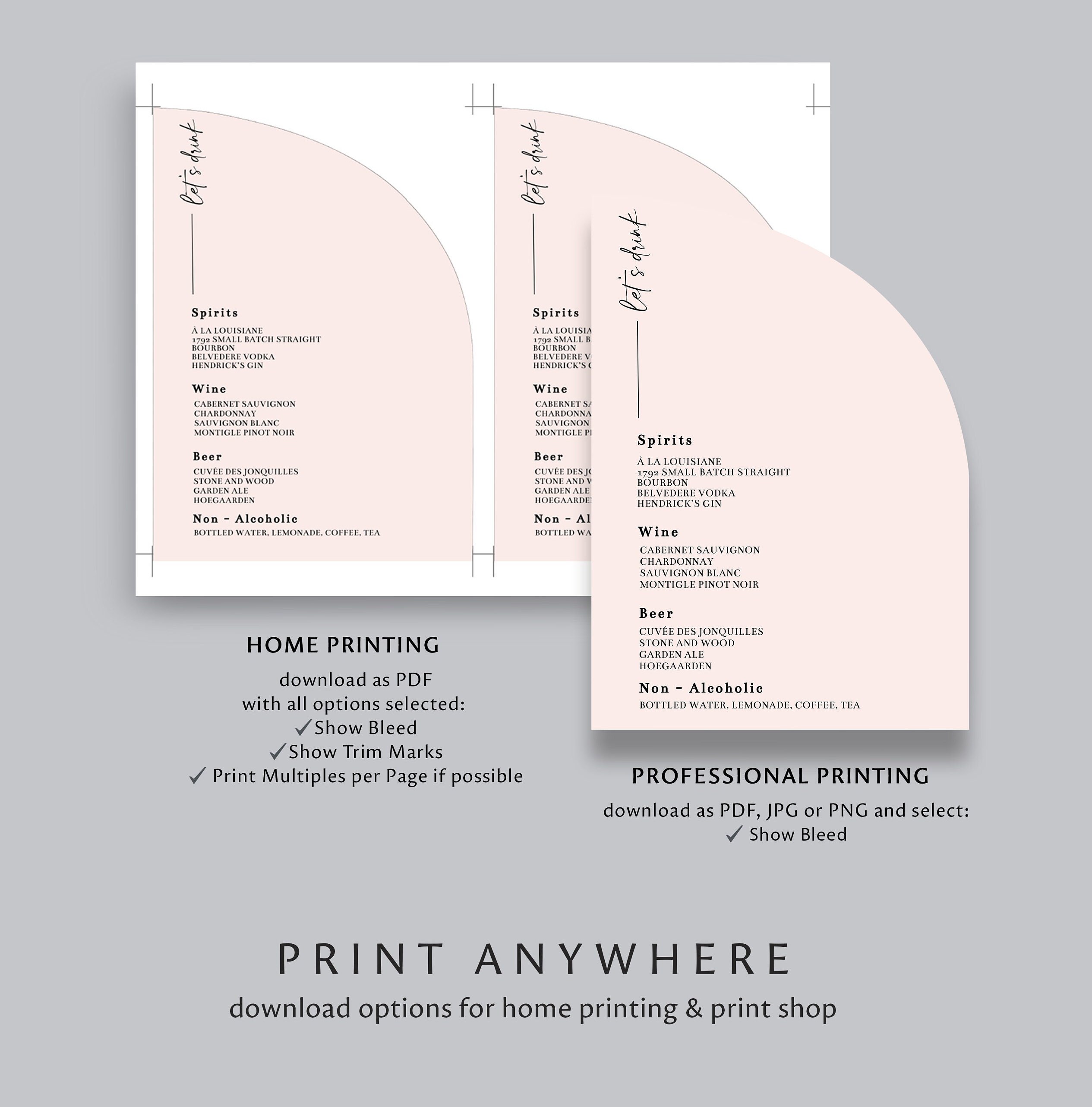 Half Arched Wedding Drink Menu Wedding Bar Sign Lets - Etsy