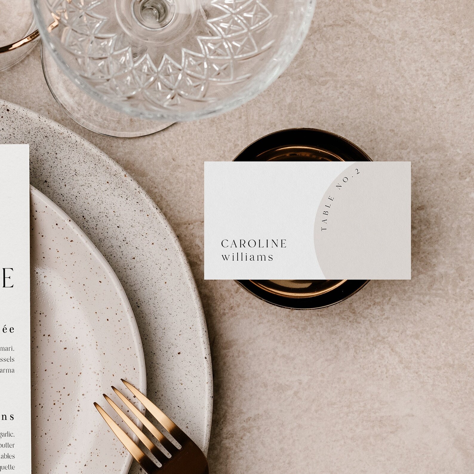 Modern Boho Half Moon Menu Template & Place Card Template Set, Half ...