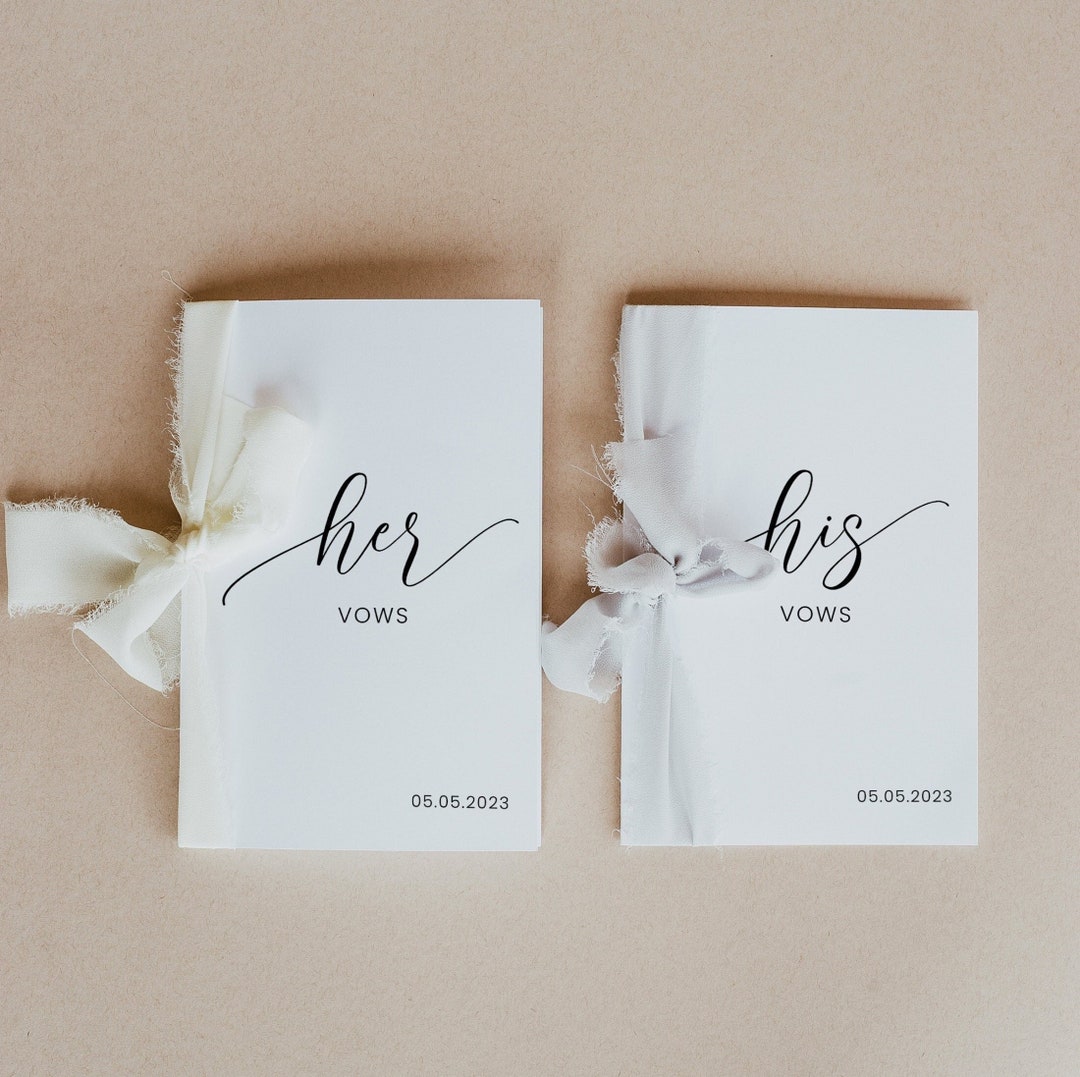 Minimalist Wedding Vows Cards Template, Wedding Vow Books, Set of 2 ...