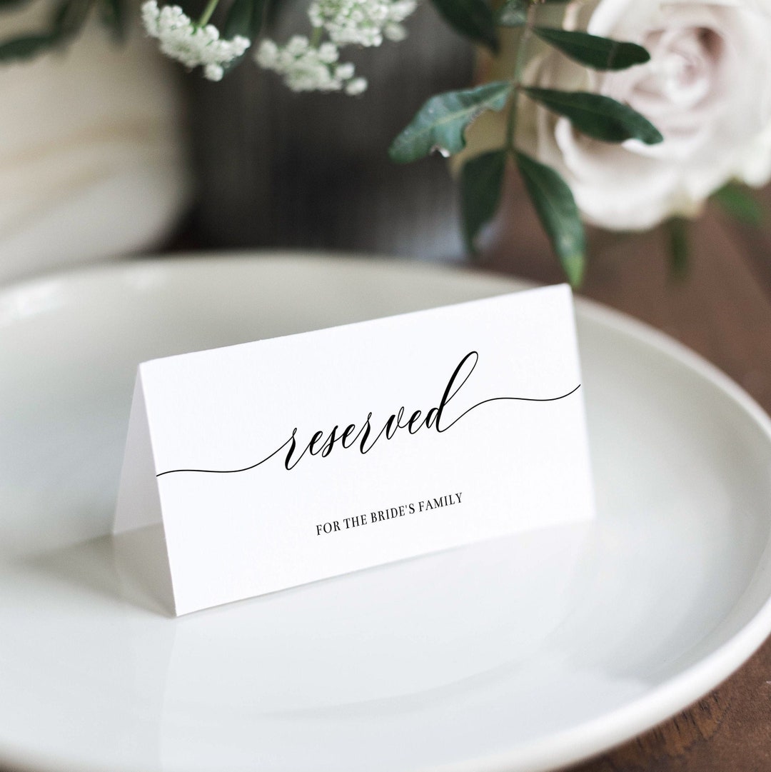 Wedding Reserved Sign Template, Tented Reserved Sign Wedding ...