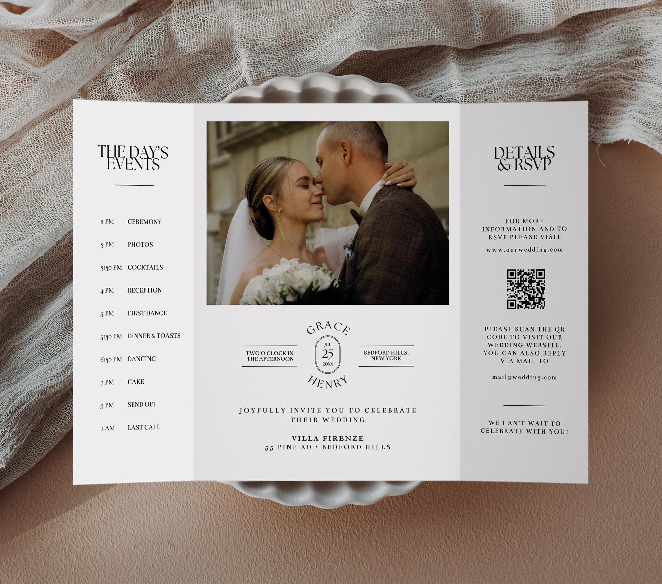 Modern Photo Wedding Gatefold Invitation Template, Minimalist Design ...
