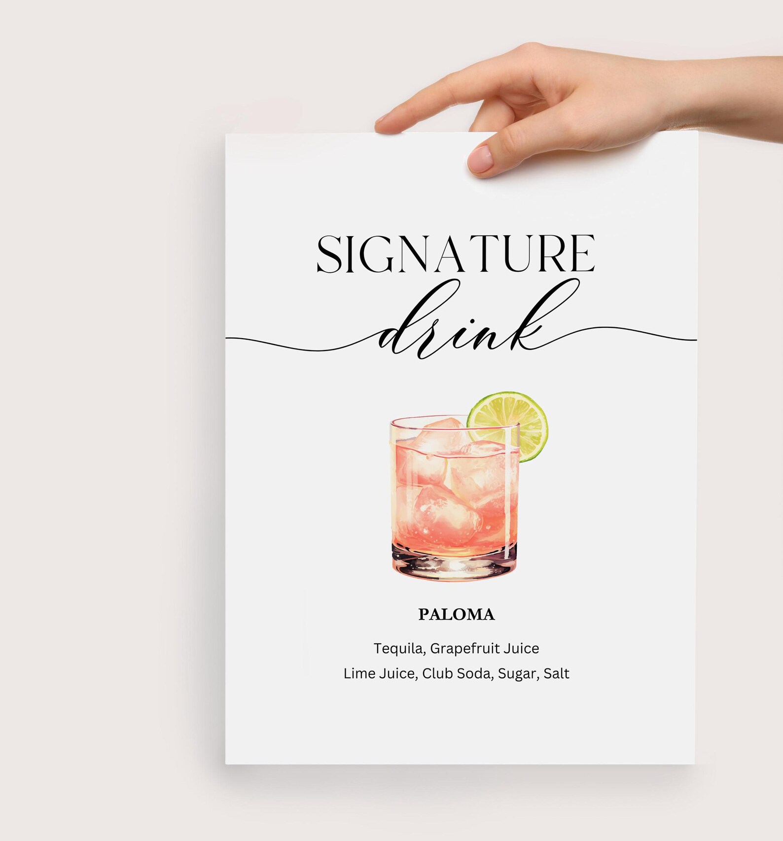 Paloma Signature Drink Sign Template, Editable Cocktail Sign (instant ...