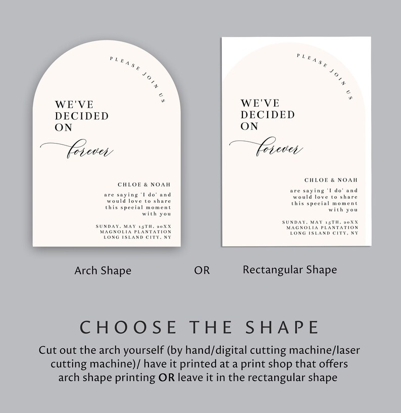 Arch Wedding Invitation Template, Modern Script, Canva (instant ...