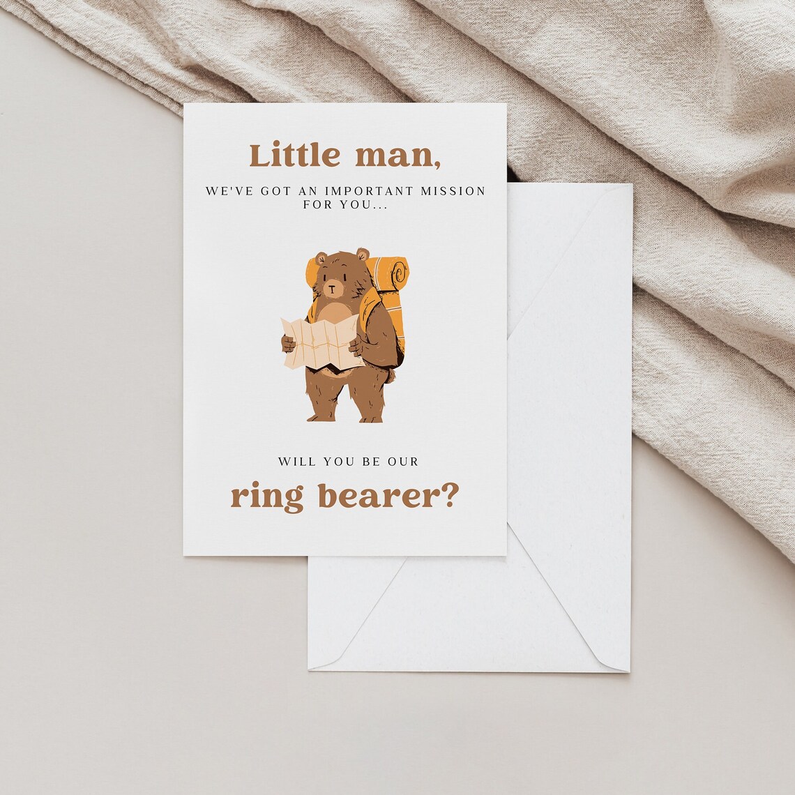 Bear Ring Bearer Proposal Card, Cute Illustration (digital Download) - Etsy