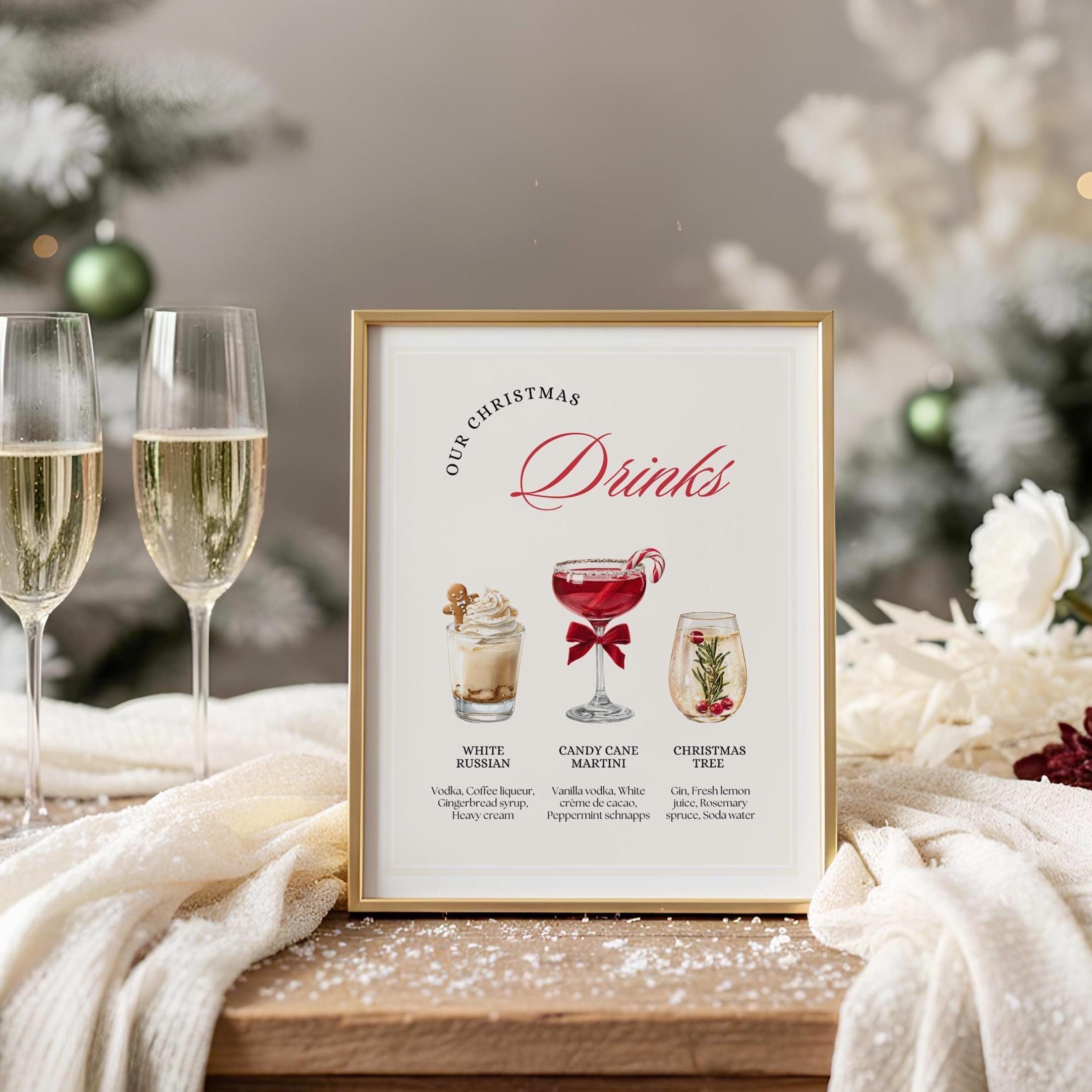 Elegant Christmas Drinks Menu Template – Holiday Cocktail Bar Sign ...