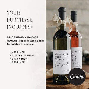 Canva Pairs Well With Being A Bridesmaid Wine Label Template ...