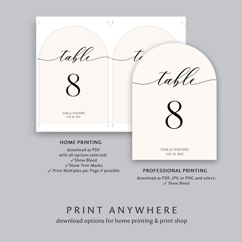 Arch Wedding Table Number Sign, Boho Design (instant Download) - Etsy