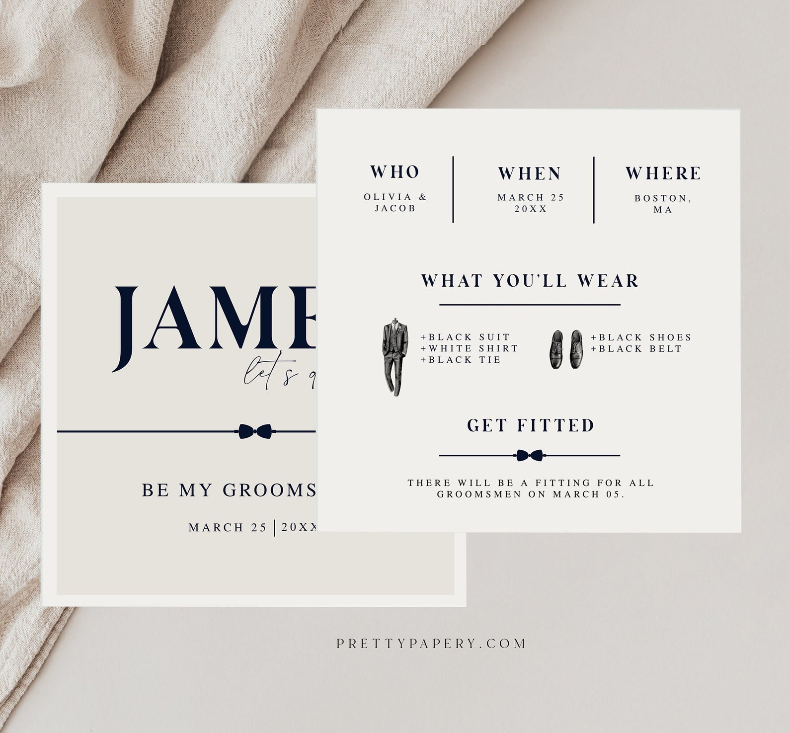 Modern Groomsmen Proposal and Info Card Template, Groomsman Details ...