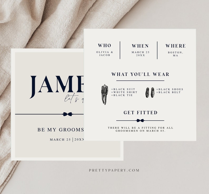 Modern Groomsmen Proposal and Info Card Template Groomsman - Etsy