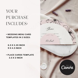 Floral Half Circle Menu Template, Canva Printable, Half Moon Menu ...
