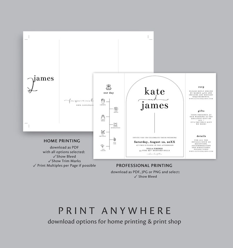 Gatefold Wedding Invitation Template Arch Wedding Invitation - Etsy