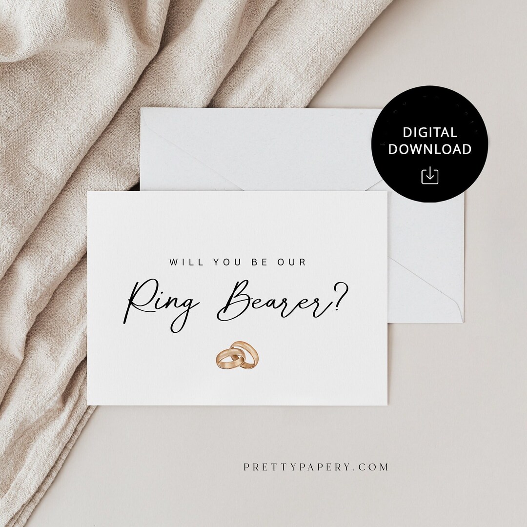 Golden Rings Digital Download Ring Bearer Proposal Card, Will You Be ...