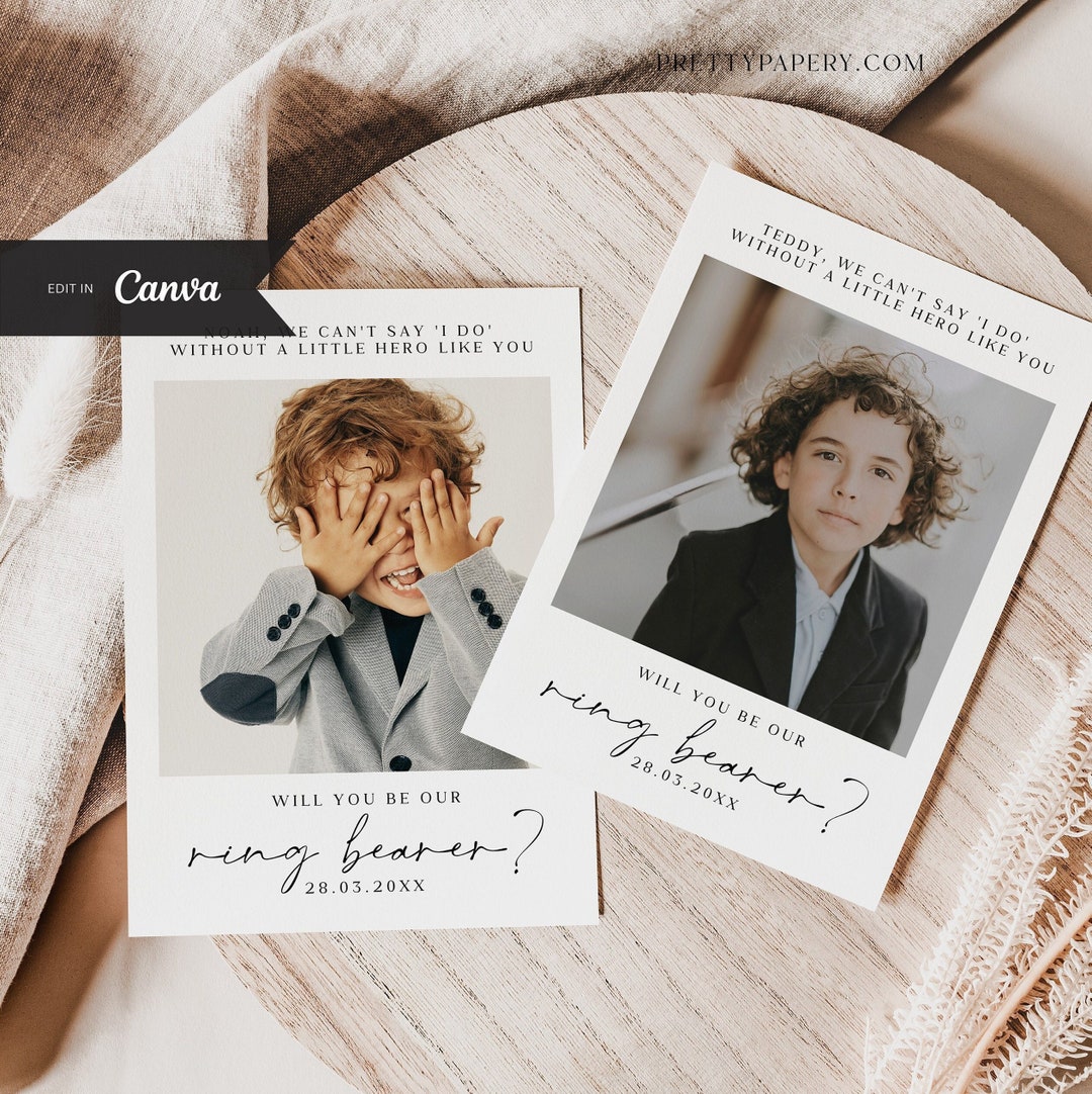 Photo Ring Bearer Proposal Card Template, CANVA Template, Will You Be ...