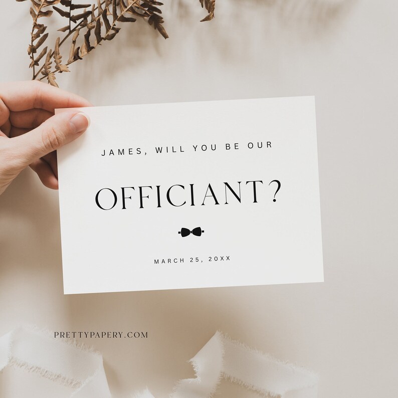 Elegant Officiant Proposal Card Template, Canva Editable (instant ...