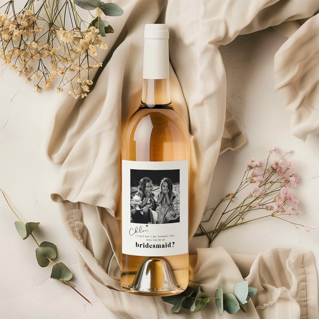 Photo Bridesmaid Wine Label Template, Maid of Honor Label, Custom ...