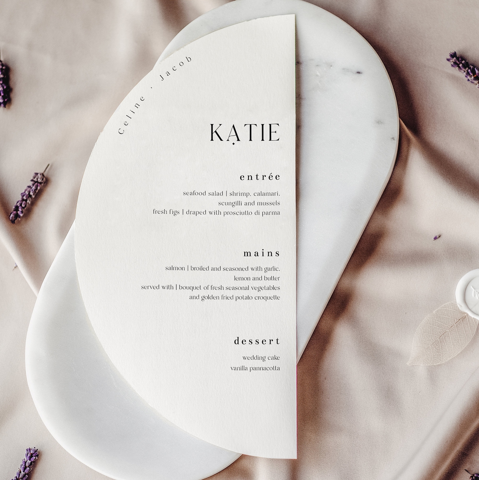 Modern Boho Half Moon Menu Template & Place Card Template Set, Half ...