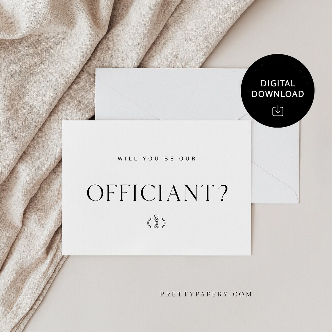 Minimalist Officiant Proposal Card, Elegant Wedding Ask (digital ...