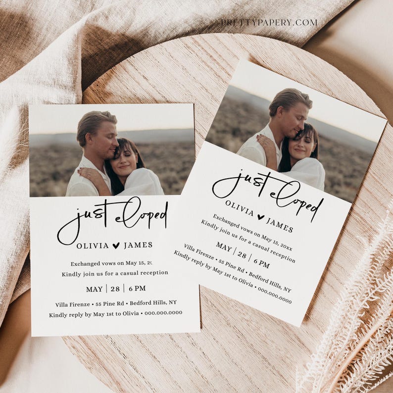 Photo Elopement Announcement, Intimate Wedding Reception Party ...