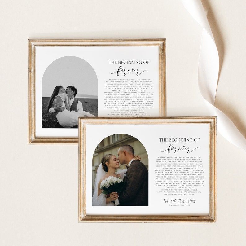 Photo Wedding Vows Anniversary Gift, Minimalist Canva Template (instant ...
