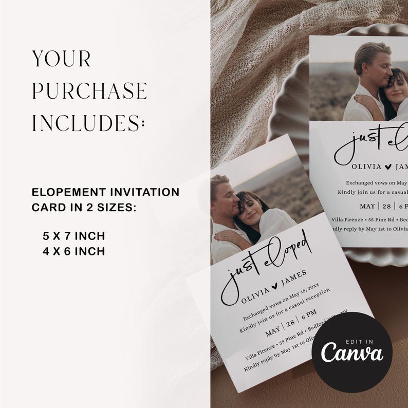 Photo Elopement Announcement, Intimate Wedding Reception Party ...