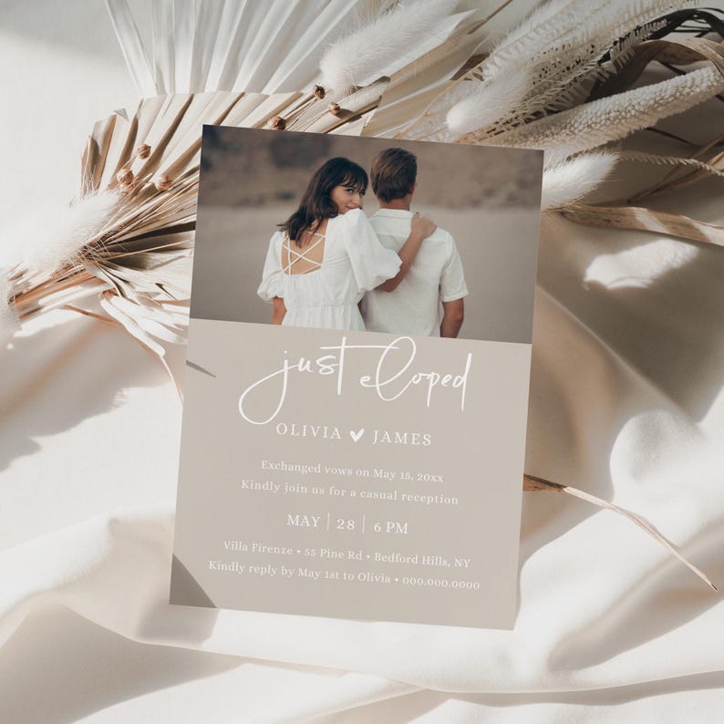 Photo Elopement Announcement, Intimate Wedding Reception Party ...