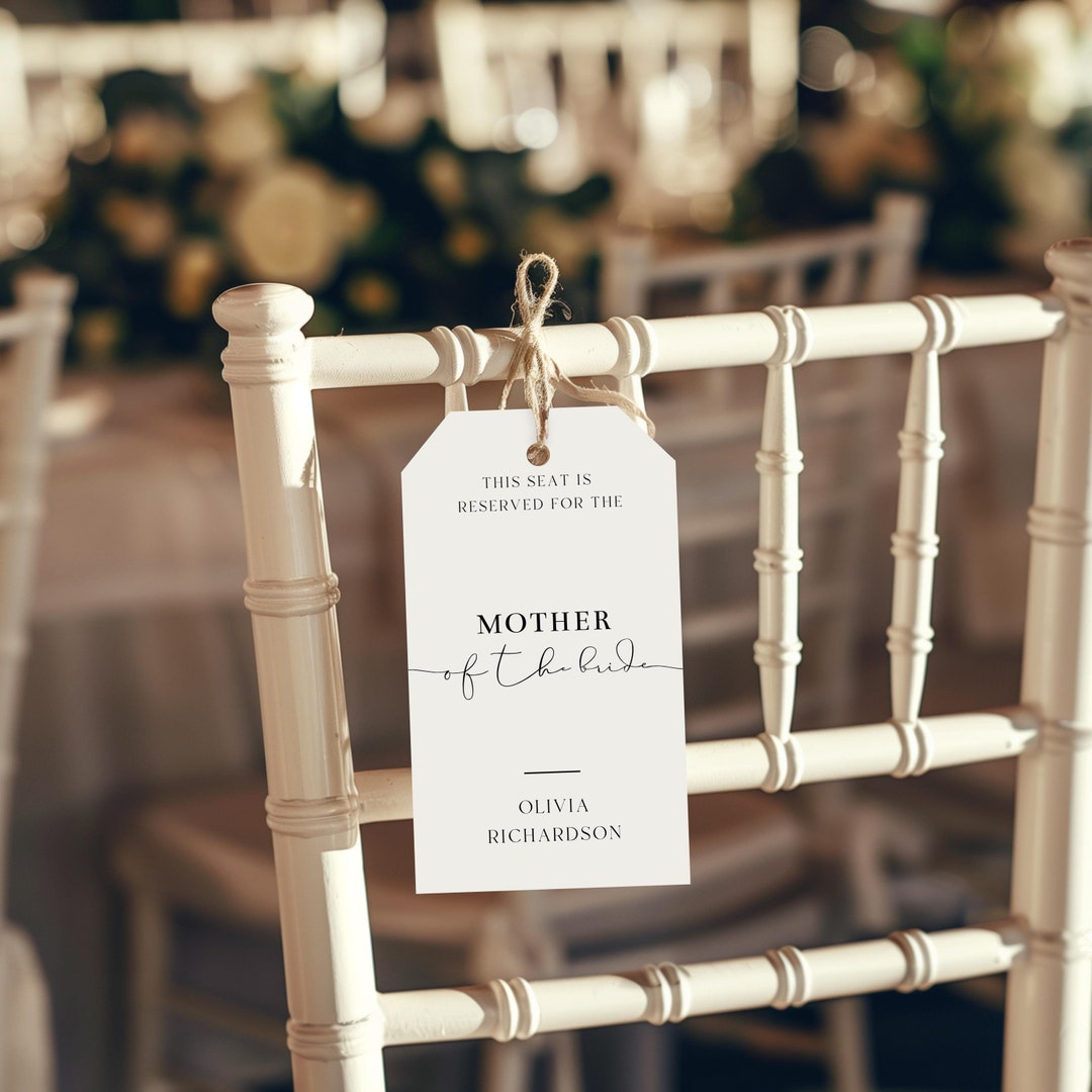 Modern Reserved Sign Template, Canva Minimalist Wedding Seating Tag ...