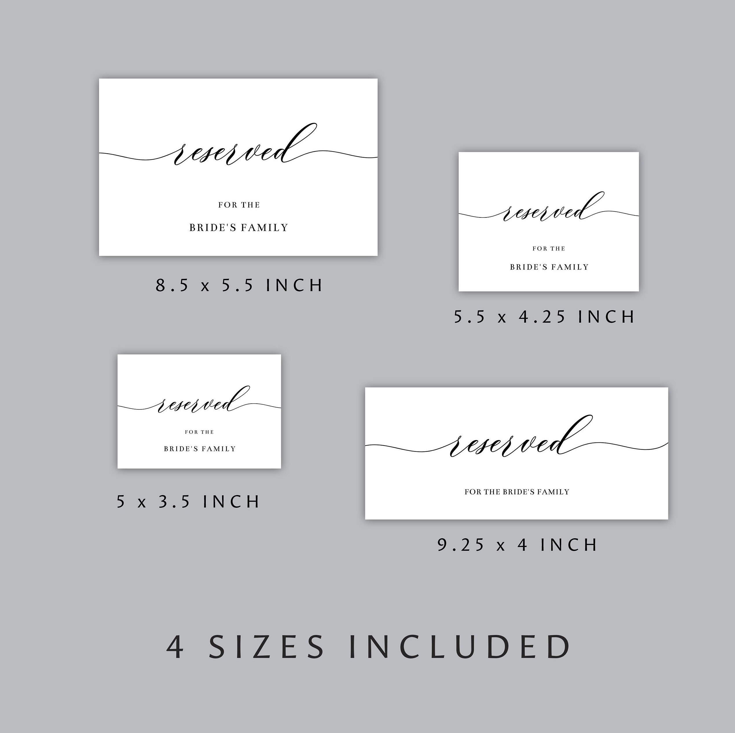 Wedding Reserved Sign Template Tented Reserved Sign Wedding - Etsy