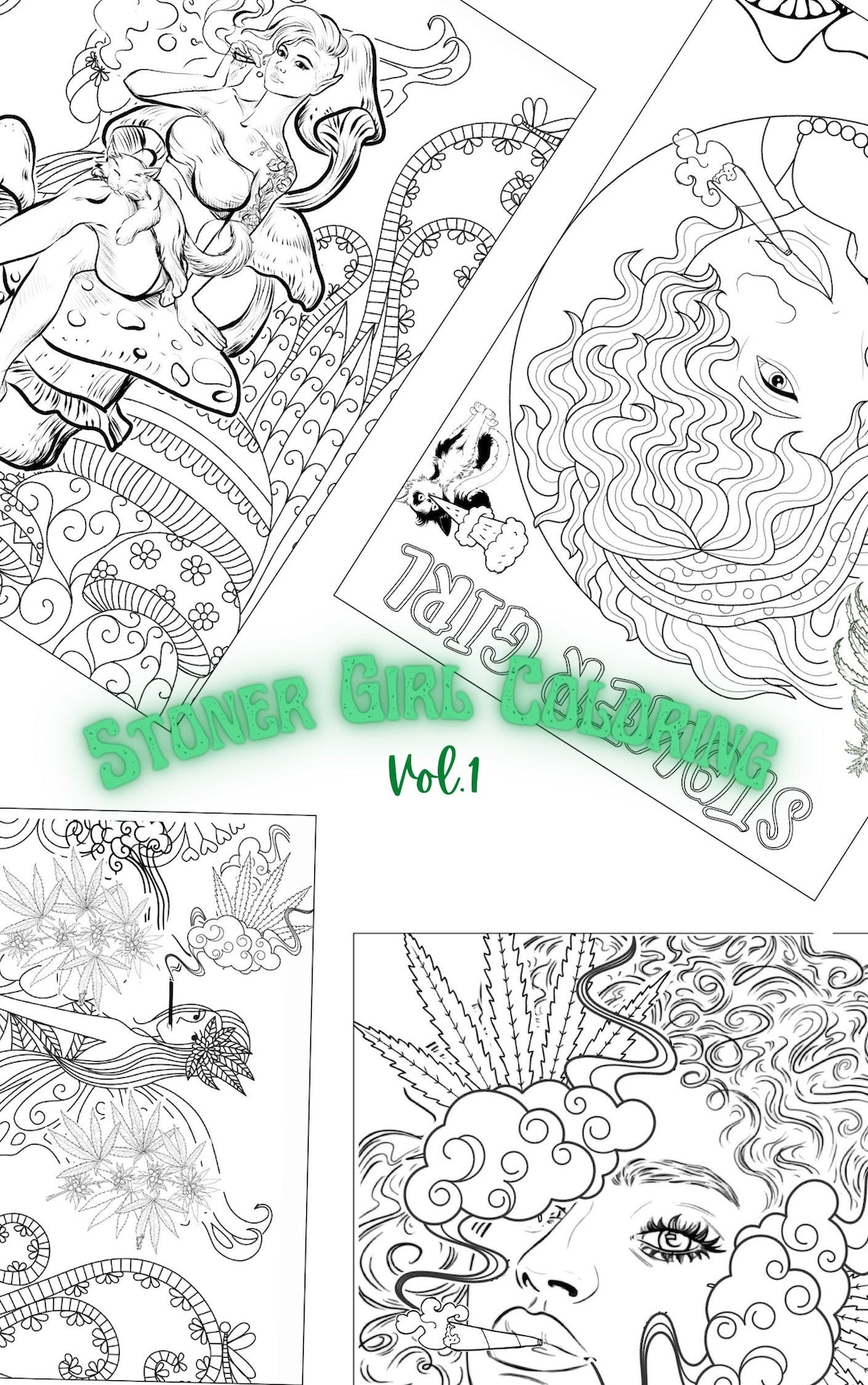 Stoner Girl Digital Coloring Pages - Etsy