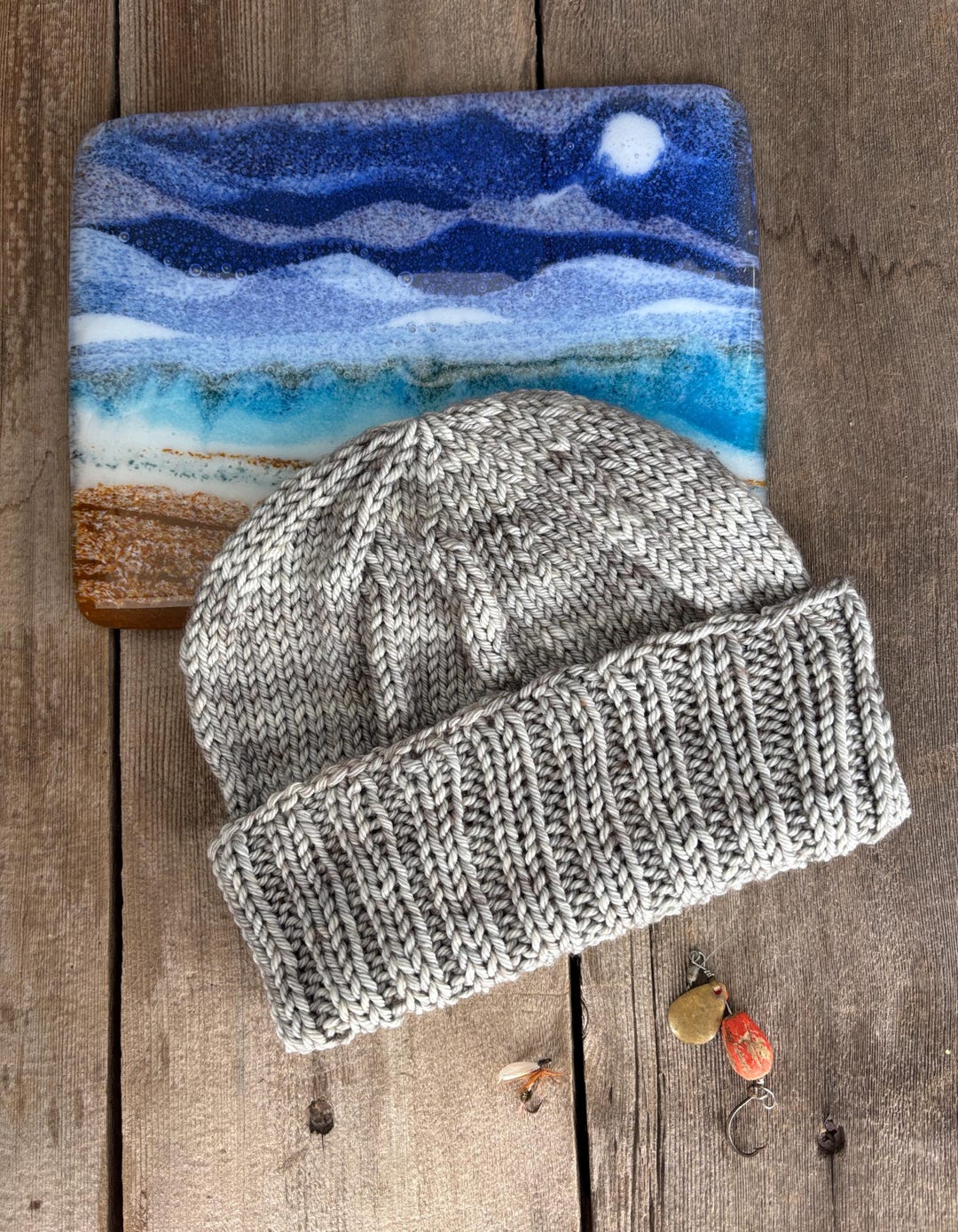 Gray Merino Wool Fisherman Beanie: Hand Knit Trawler Hat - Etsy