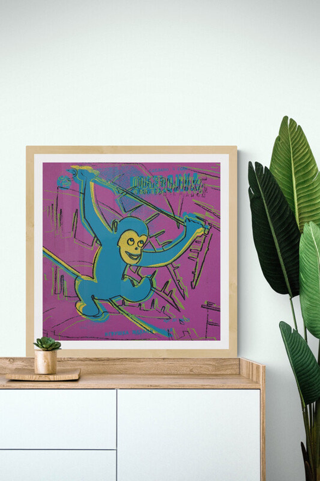 Purple Monkey Warhol Pop Art Canvas or Print framed /unframed and Mat ...