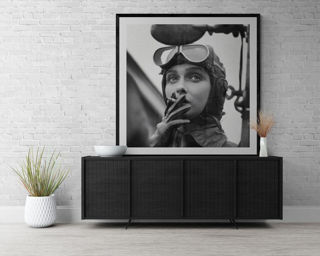 Woman Pilot Smoking Cigarette, Historic Print - Large Print Wall Decor ...