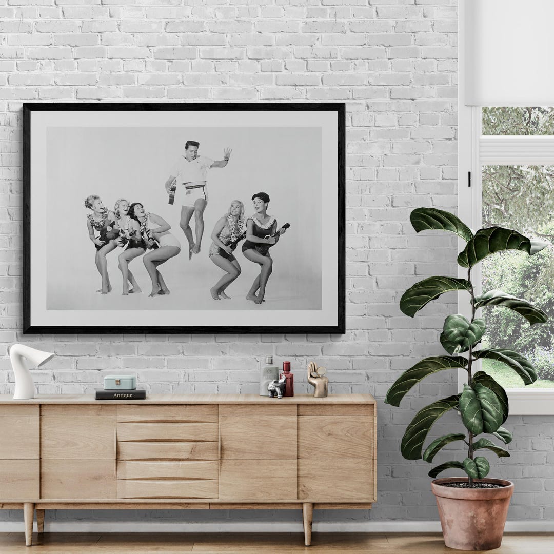 Elvis Presley Beach Party Print, Black and White - Large Print Wall ...
