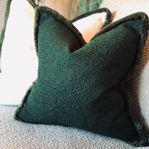 Dark Green Boucle Cushion Cover | Boucle Pillow Cover | Neutral ...