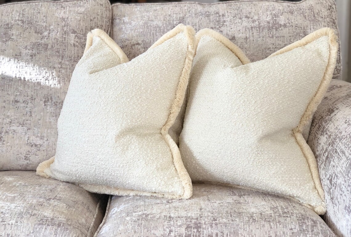 Cream Ivory Boucle Cushion Cover | Boucle Pillow Cover | Neutral ...