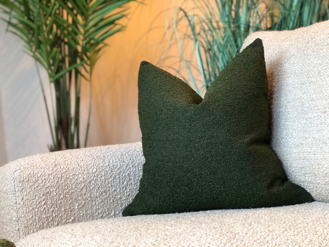 Dark Green Boucle Cushion Cover | Boucle Pillow Cover | Luxury Cushions ...